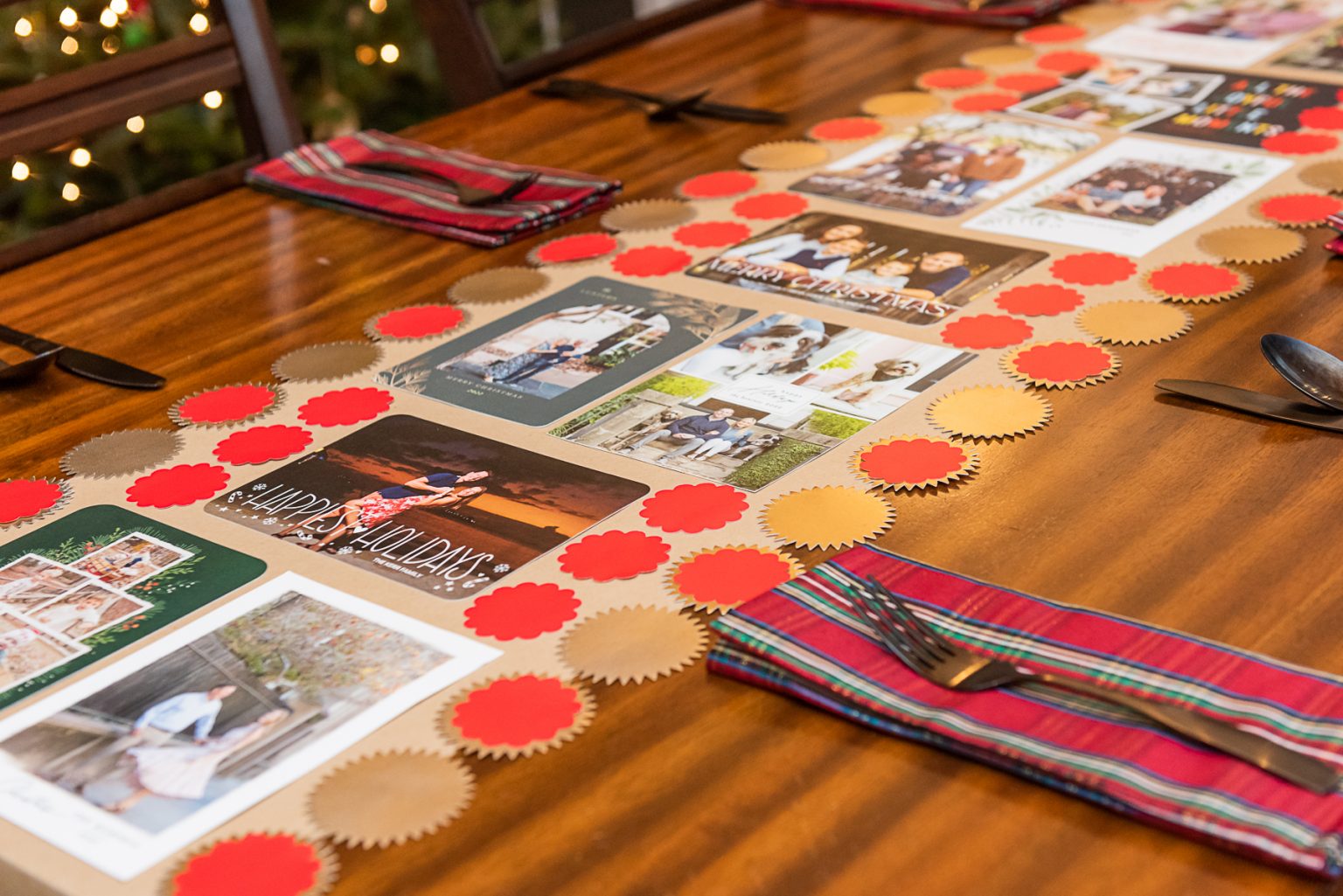 DIY Christmas Table Runner: Repurpose Old Greeting Cards - Honestly Modern